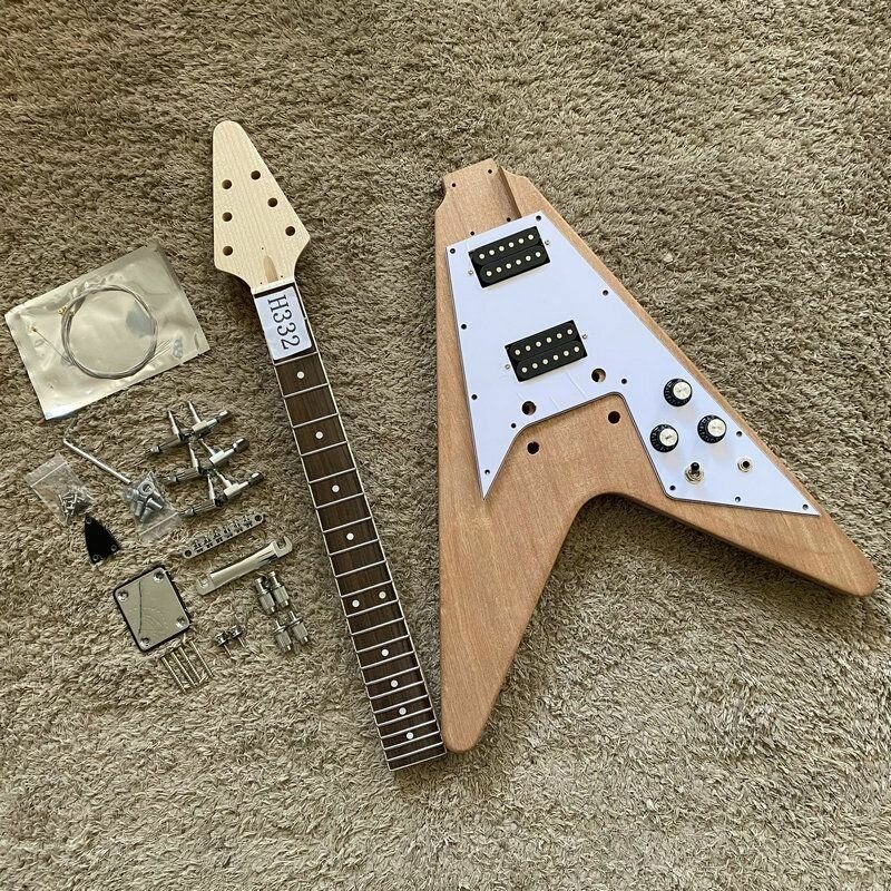 ROCKTILE Flying V: Готовый набор для сборки электрогитары (корпус + гриф + полная фурнитура)