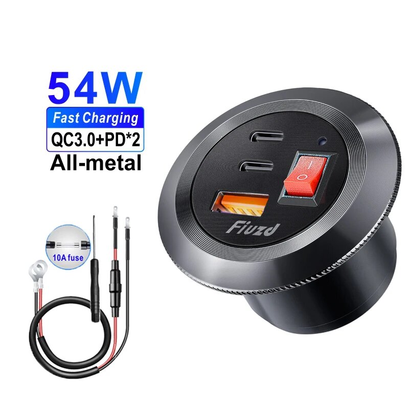 Розетка 12 В Зарядное устройство USB Быстрое автомобильное зарядное устройство Розетка 12 В/24 В с переключателем Автомобильный адаптер для зарядки Quckly Розетка ACC