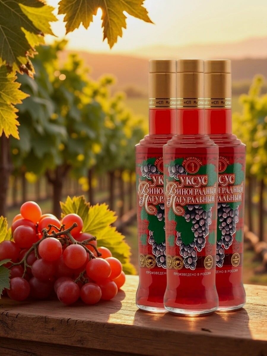 Уксус виноградный СП Мирный натуральный 6% 500мл-3шт