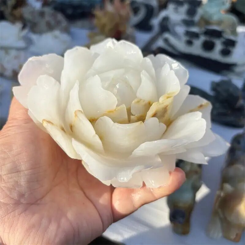 Белый нефрит цветочная резьба 1 шт.
