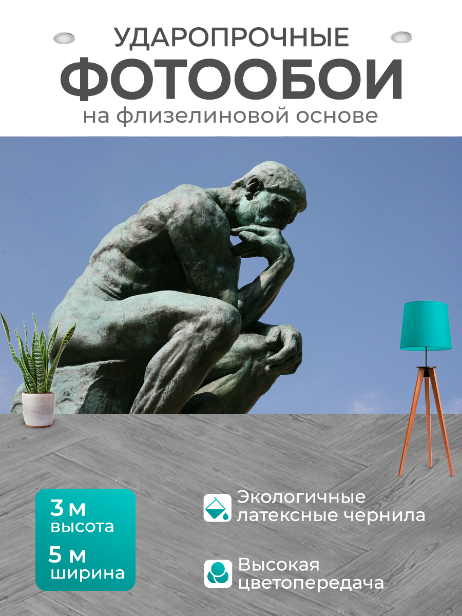 Фотообои моющиеся ударопрочные "Мыслитель, роден, музей родена" 500x300 см. флизелиновые на стену