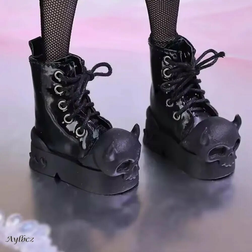 Обувь BJD для куклы 1/4, высокие сапоги на Хэллоуин, черные розовые туфли-скелеты из рога