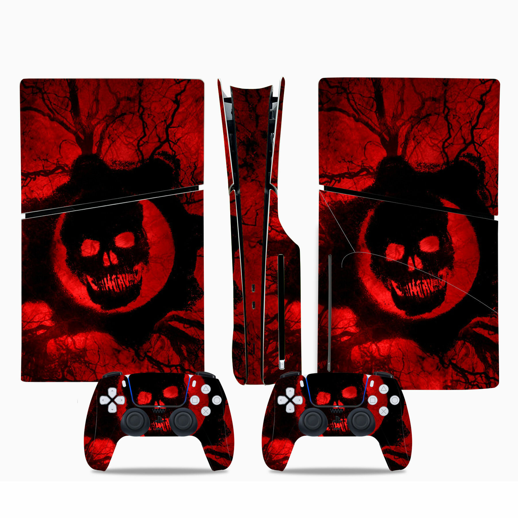 Наклейка на всю поверхность игровой консоли PS5 Slim, материал ПВХ, без пузырьков, с воздуховодами, пленка для контроллера, череп.