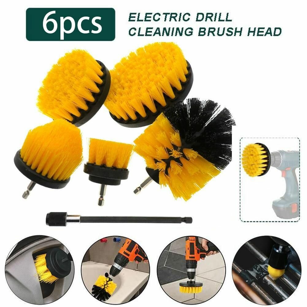 Набор из 6-х щеток насадок для чистки поверхностей, быстрой чистки и мойки поверхностей щетка комплект для уборки машины мебели ванны на шуруповерт или дрель