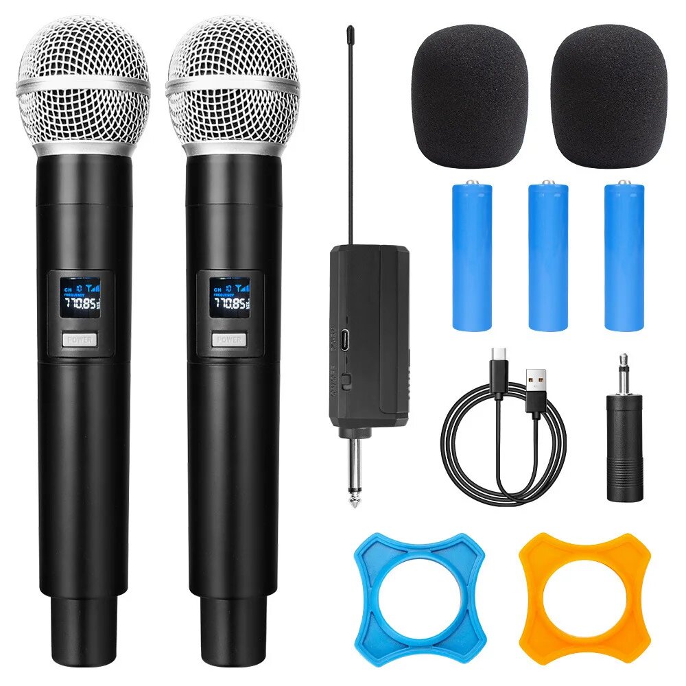 Беспроводной ручной микрофон UHF, 2 канала UHF 2 Microphone