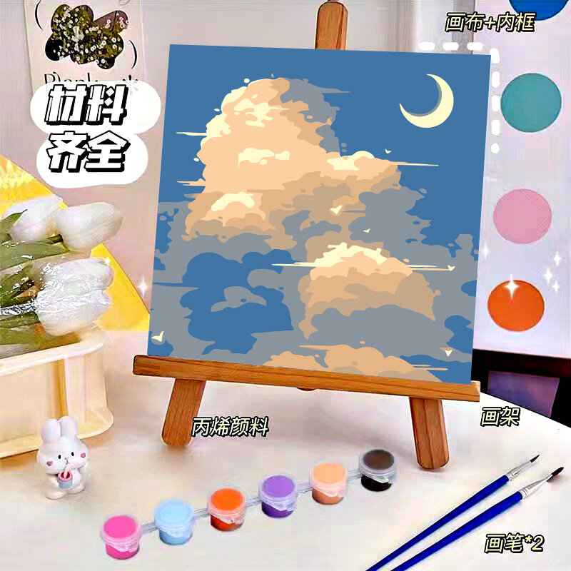 Цифровая картина маслом 20*20, аниме, раскраска маслом, ручная роспись маслом, декор для спальни.