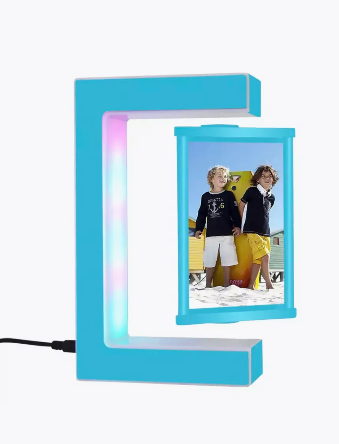 Фоторамка Ancloth "Левитация", 10x15 см, подсветка, пластик, квадратная, голубая