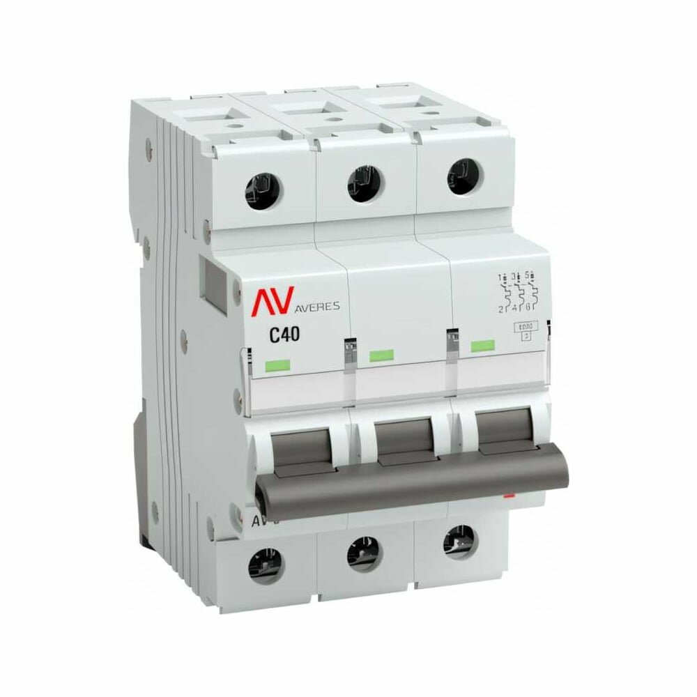 Автоматический выключатель EKF AVERES AV-6, 3P, 40A, 6kA mcb6-3-40C-av