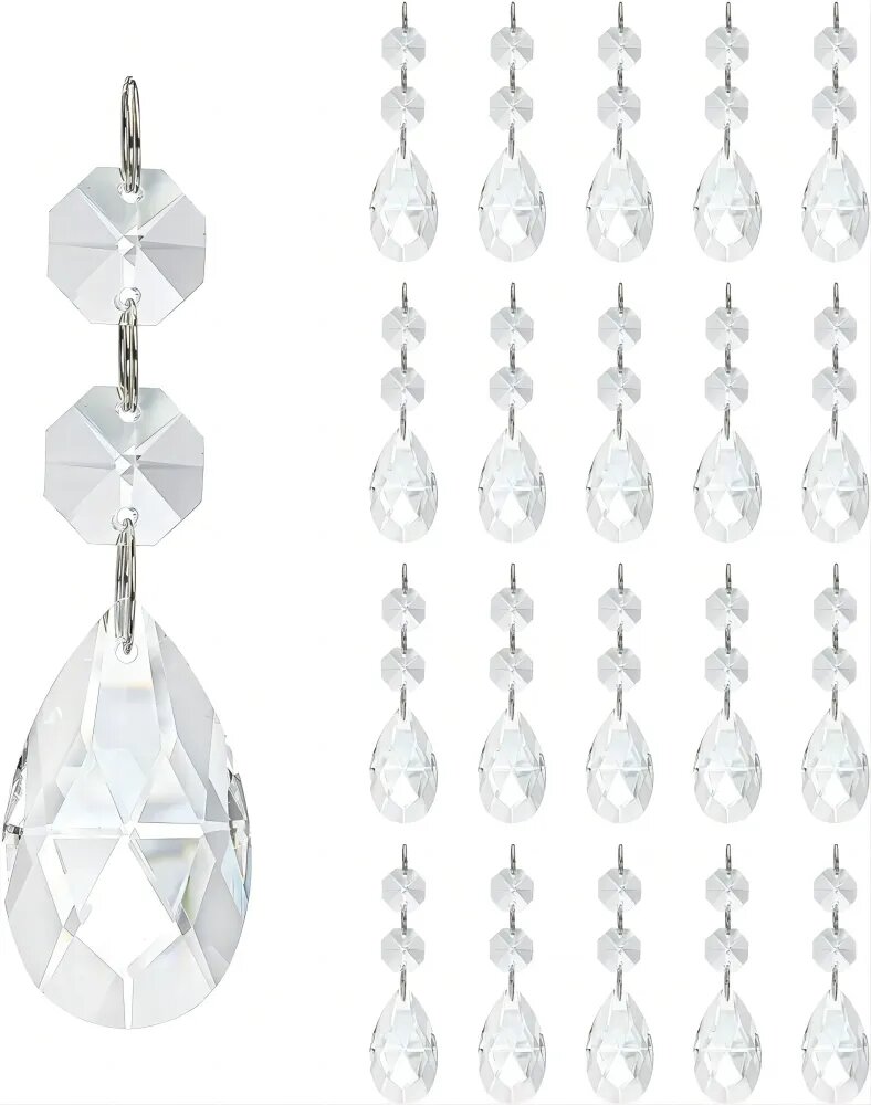 Интерьерное украшение из хрустального стекла, 20 шт. Хрустальные подвески для люстры