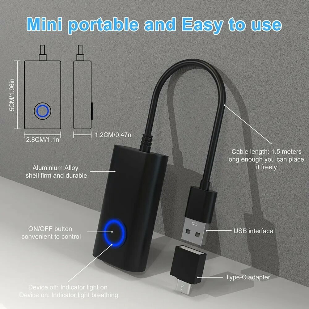 Устройство для имитации активности мыши, mouse jiggler с кликером, без установки ПО, удобно для онлайн-работы