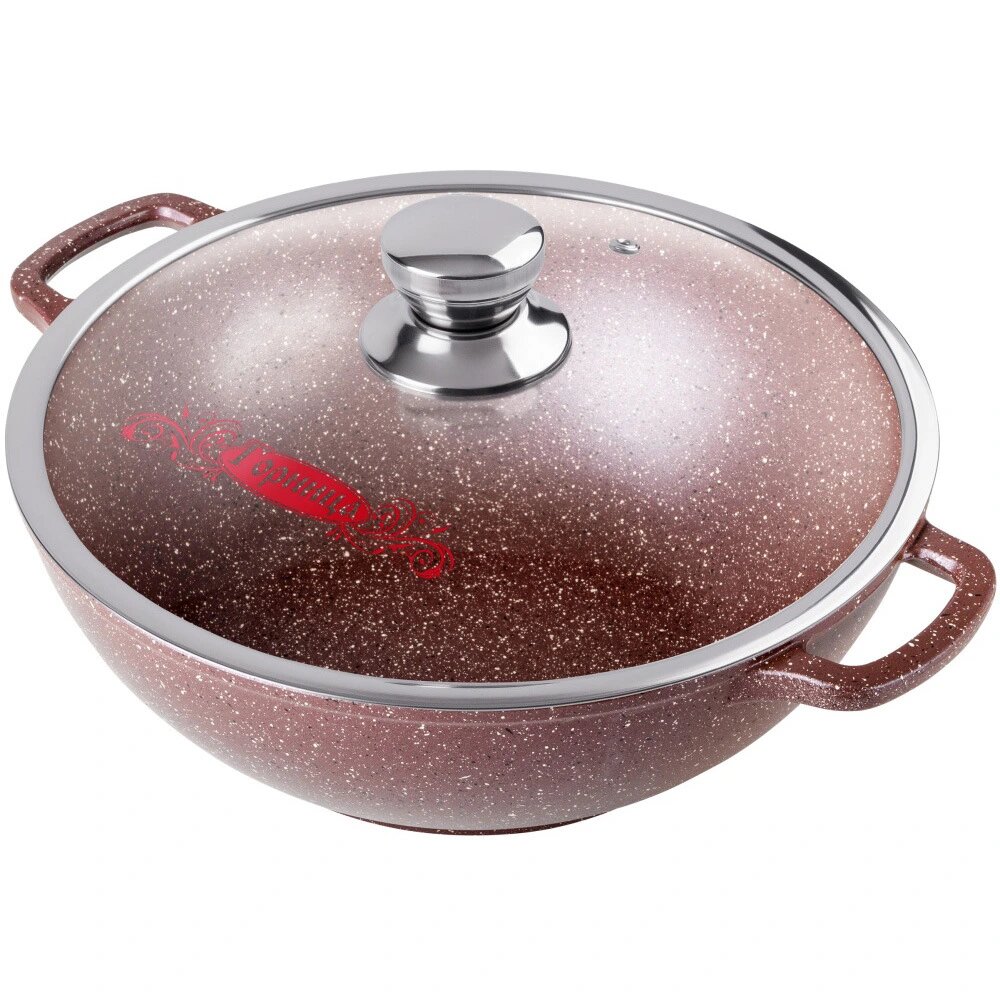 Казан «Горница» 4 л, 28 см, литой алюминий с антипригарным покрытием, со стеклянной крышкой, цвет шоколад