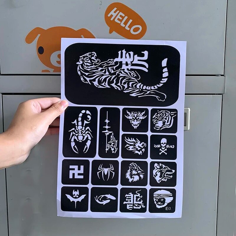 Трафареты для татуировок ATOMUS Лев Тигр Волк