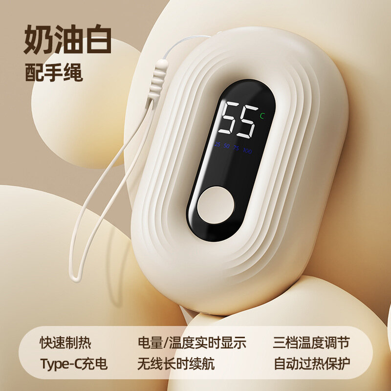 Портативный зимний теплый USB-перезаряжаемый грелка для рук для детей с 3-уровневым цифровым дисплеем, регулируемый подарок с печатью логотипа