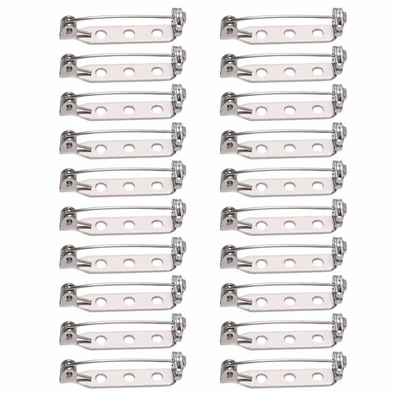 Набор из 20 булавок для брошей с отверстиями 20/25/32мм для DIY украшений, Серебро - 25mm