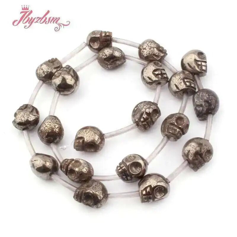 Натуральный пирит бусины jbyzbsm 15 дюймов Серебряный, 8x10mm Skull 20pc