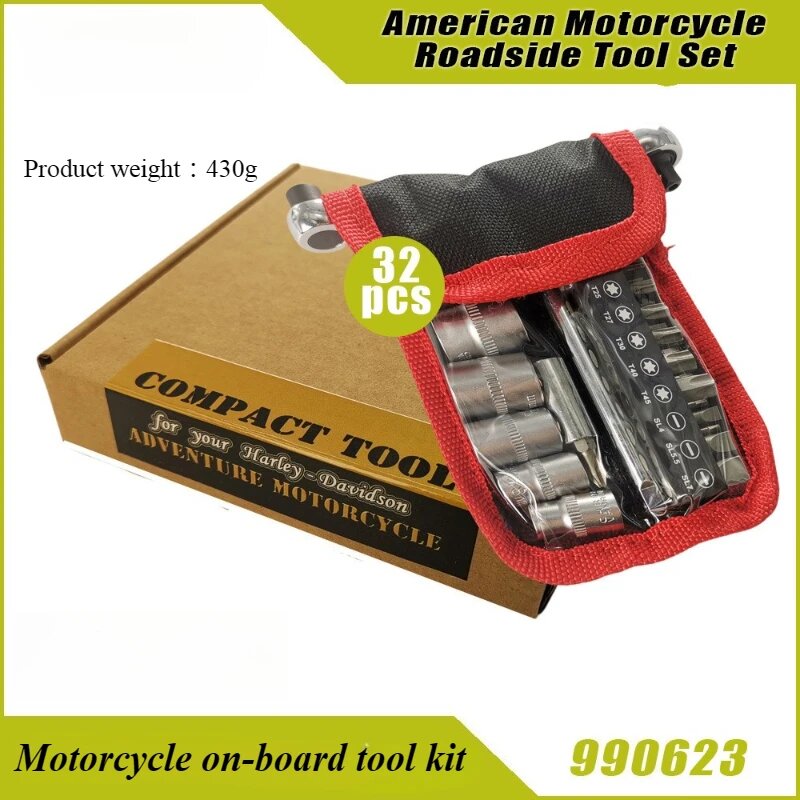 32 шт, набор инструментов для ремонта мотоциклов, дорожные инструменты для мотоциклов, компактные для Harley Davidson и американских мотоциклов