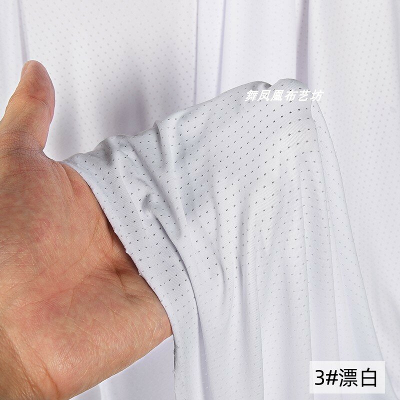 Нейлоновая сетка, дышащая, из ледяного шелка, быстросохнущая ткань, тонкая, прохладная, четырехсторонняя растяжка, футболка с коротким рукавом, спортивная ткань