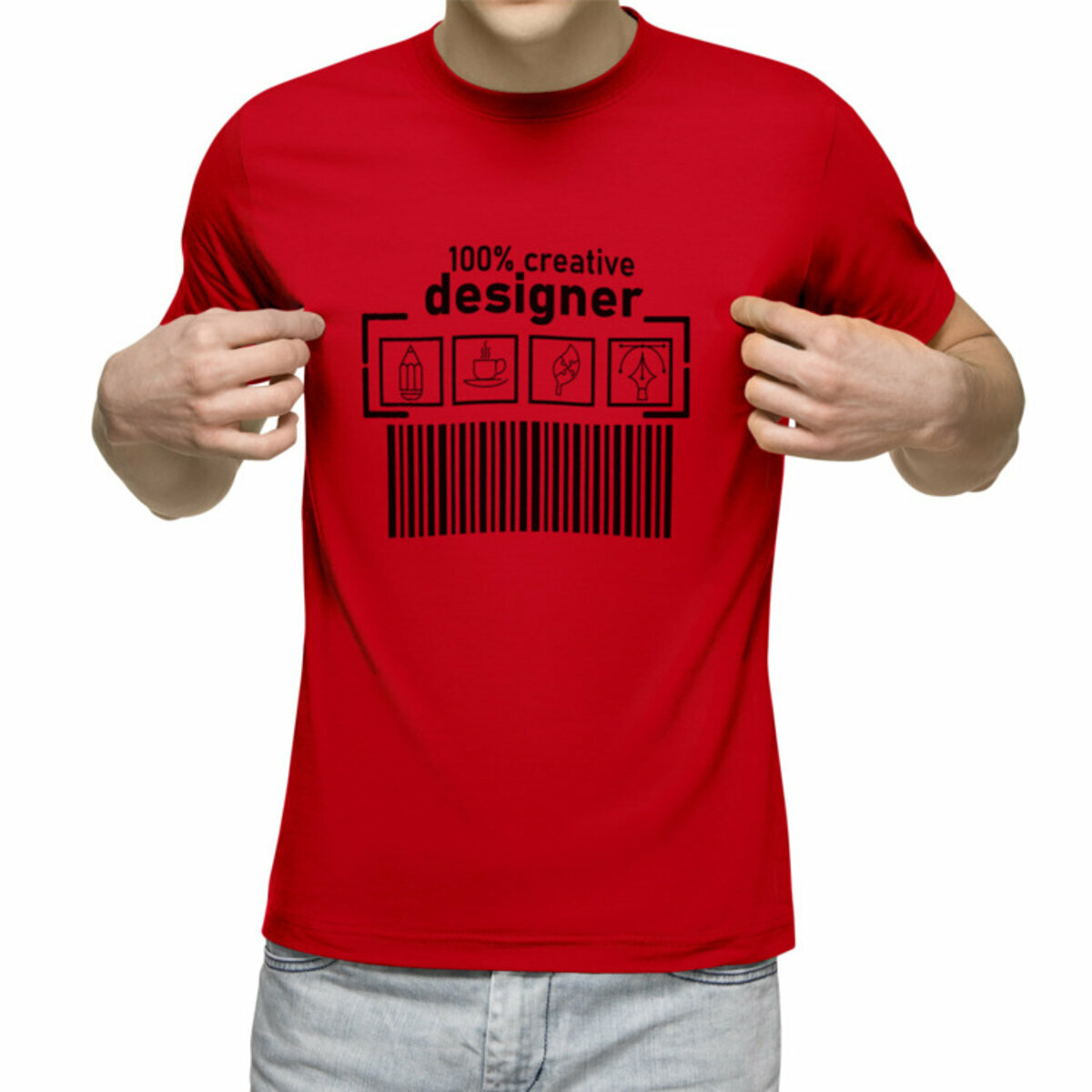 Мужская футболка «100 дизайнер» (красный, L)