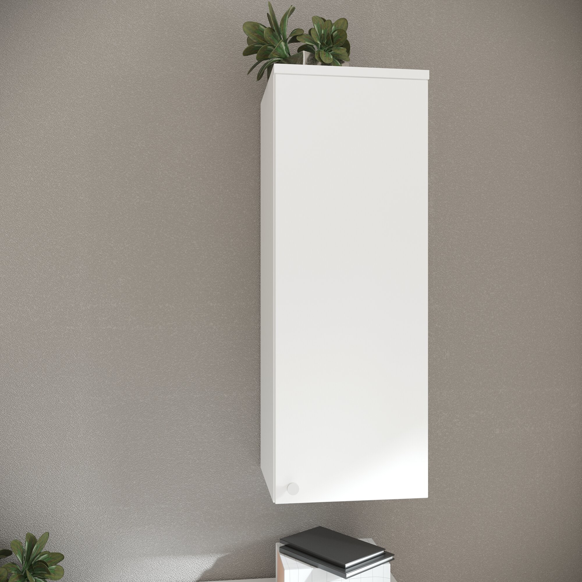 Шкаф навесной настенный деревянный распашной 28,0х25,0х75,0см, белый