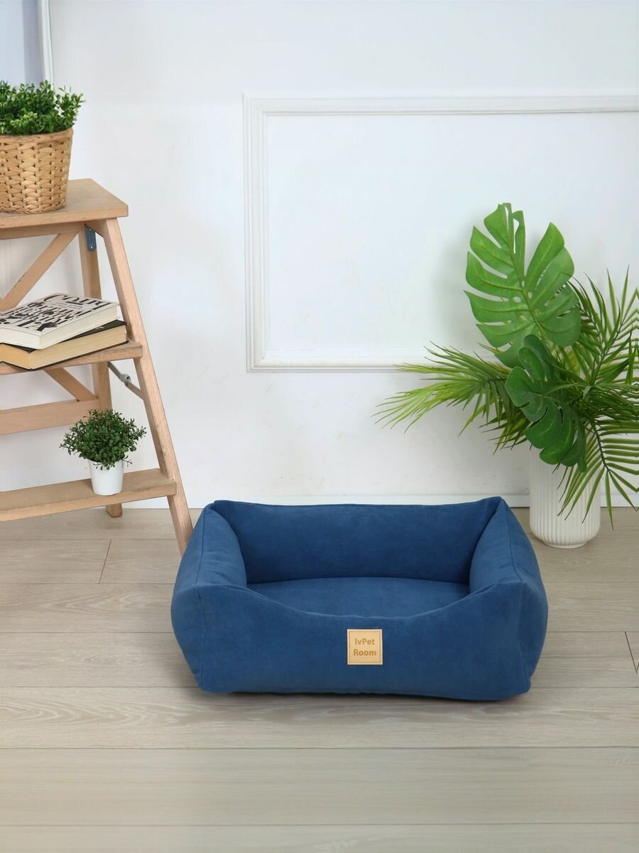 Лежанка для собак со съемным чехлом IvPetRoom Comfort S 60x50 микровелюр