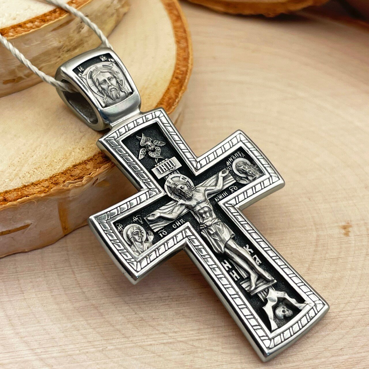 Крестик, серебро, 925 проба, чернение, родирование