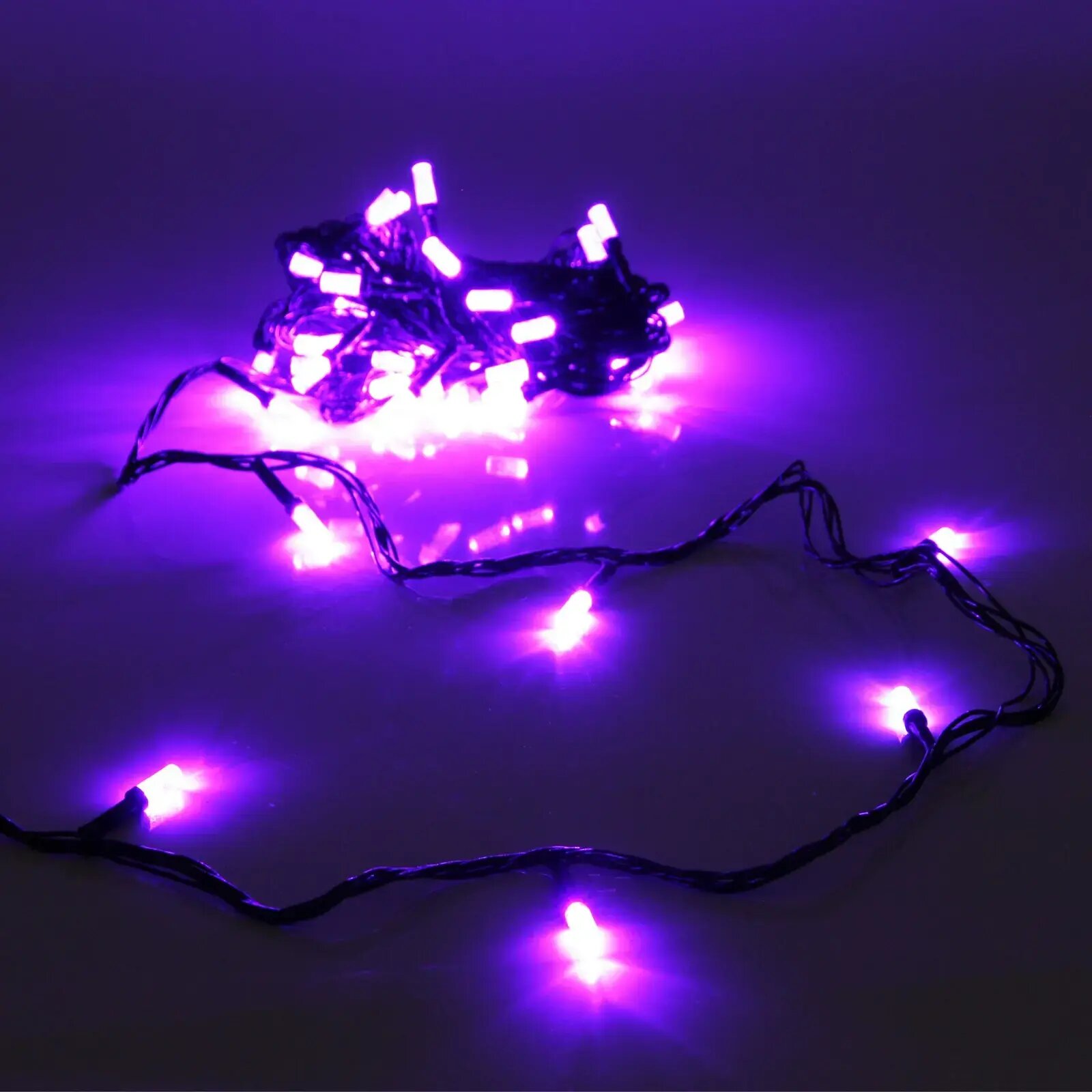 Гирлянда для дома нить «Хрусталь» 8 м 50 ламп LED, черный пров, IP-40. 8 режимов, Фиолетовый (возможность соединения)