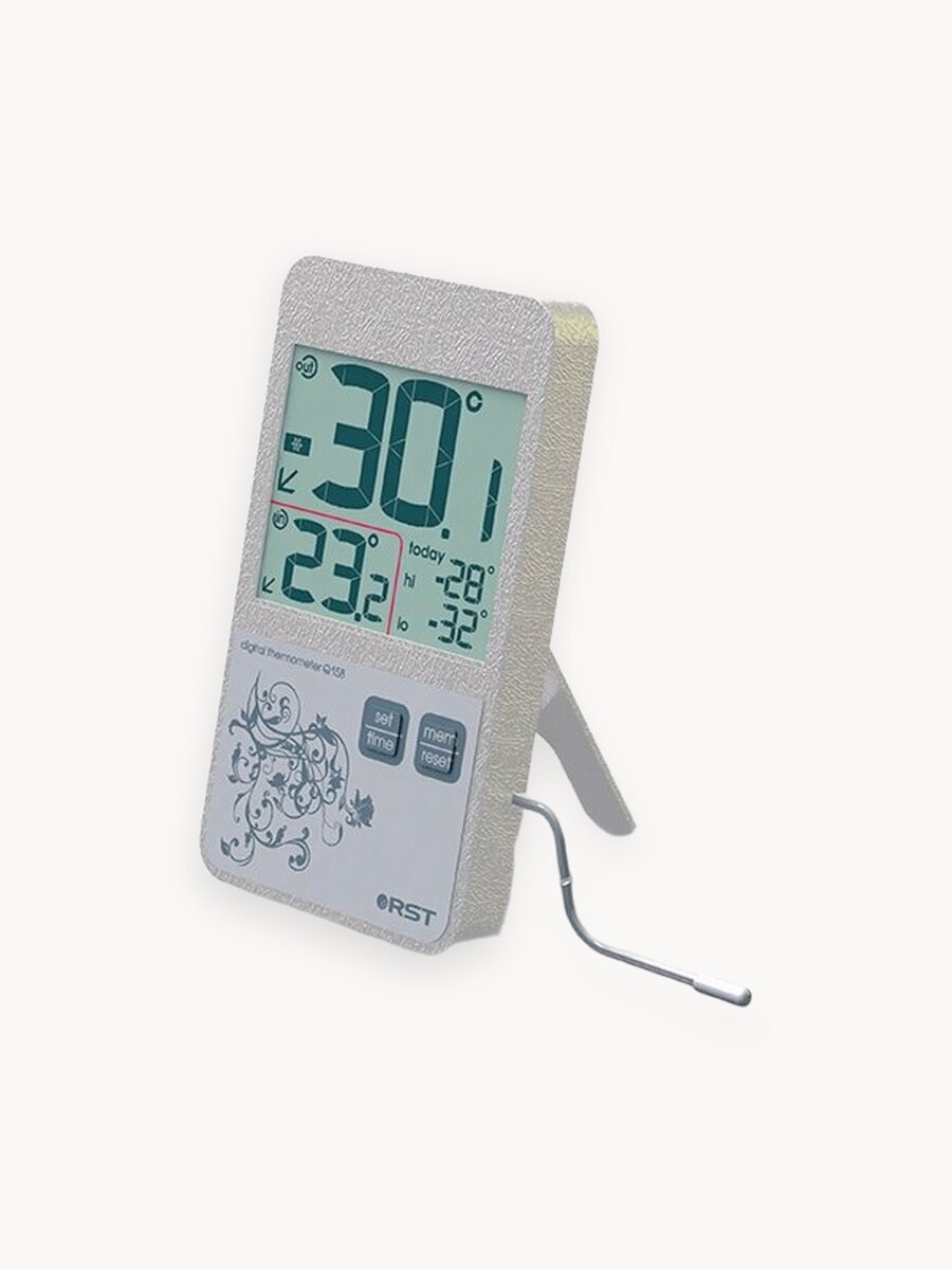 Электронный термометр RST Q158, с выносным термосенсором, для окон, серебристый