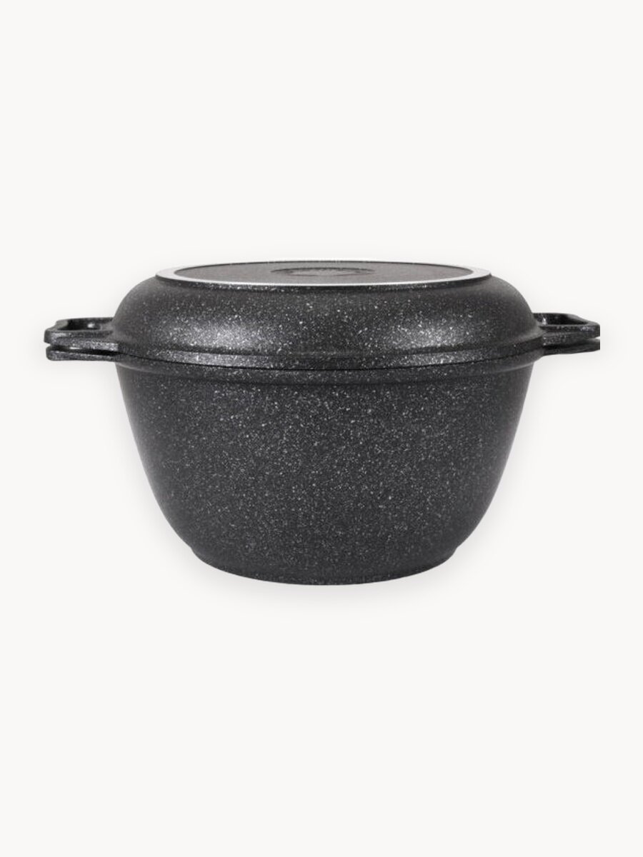 Казан с крышкой-сковородой Kukmara , темный мрамор, 3л (КМТ34а)