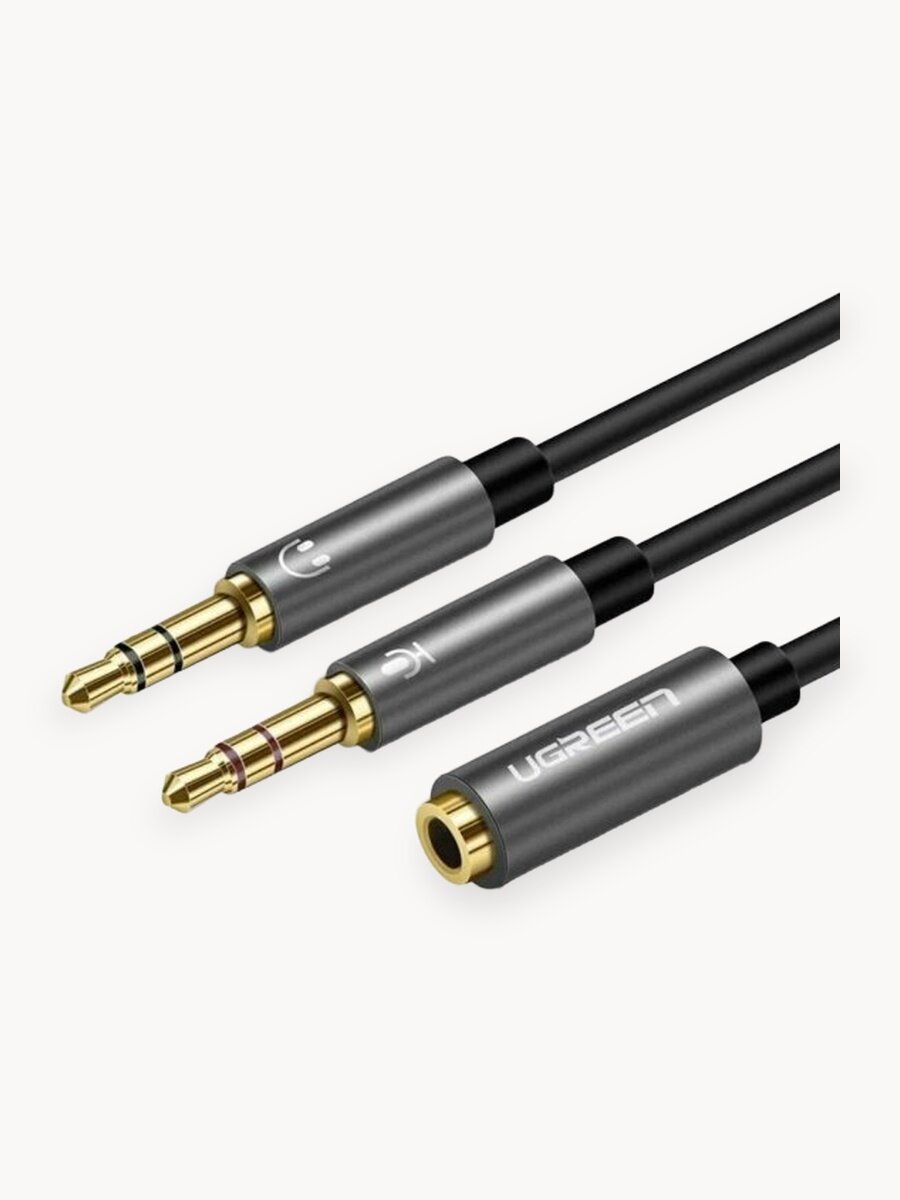 Разветвитель портов Ugreen аудио 3,5мм, черный (20899)