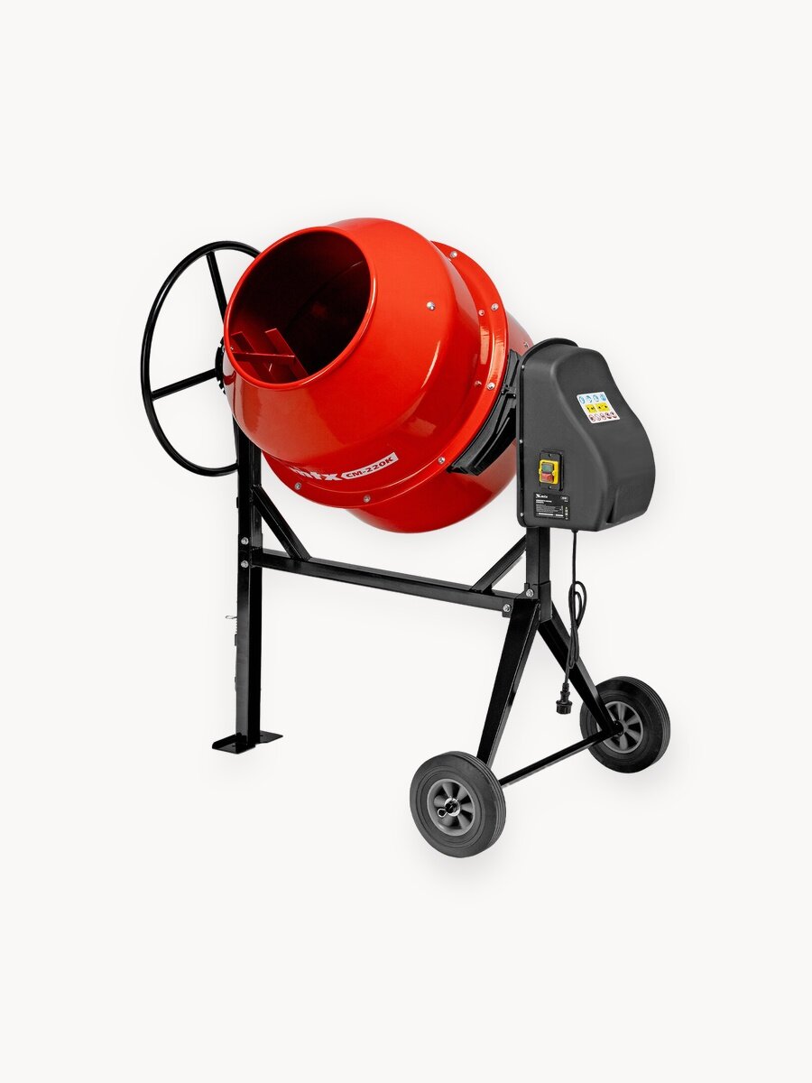 Бетономешалка электрическая MTX СМ-220К, объем 220 л, 850 Вт, чугунный венец, 95486