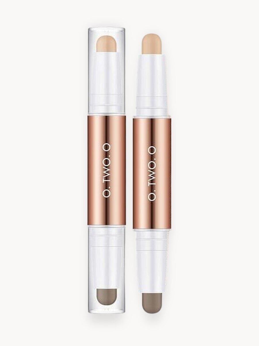 Хайлайтер и скульптор для лица карандаш O.TWO.O тон 04 Beige + Cool brown