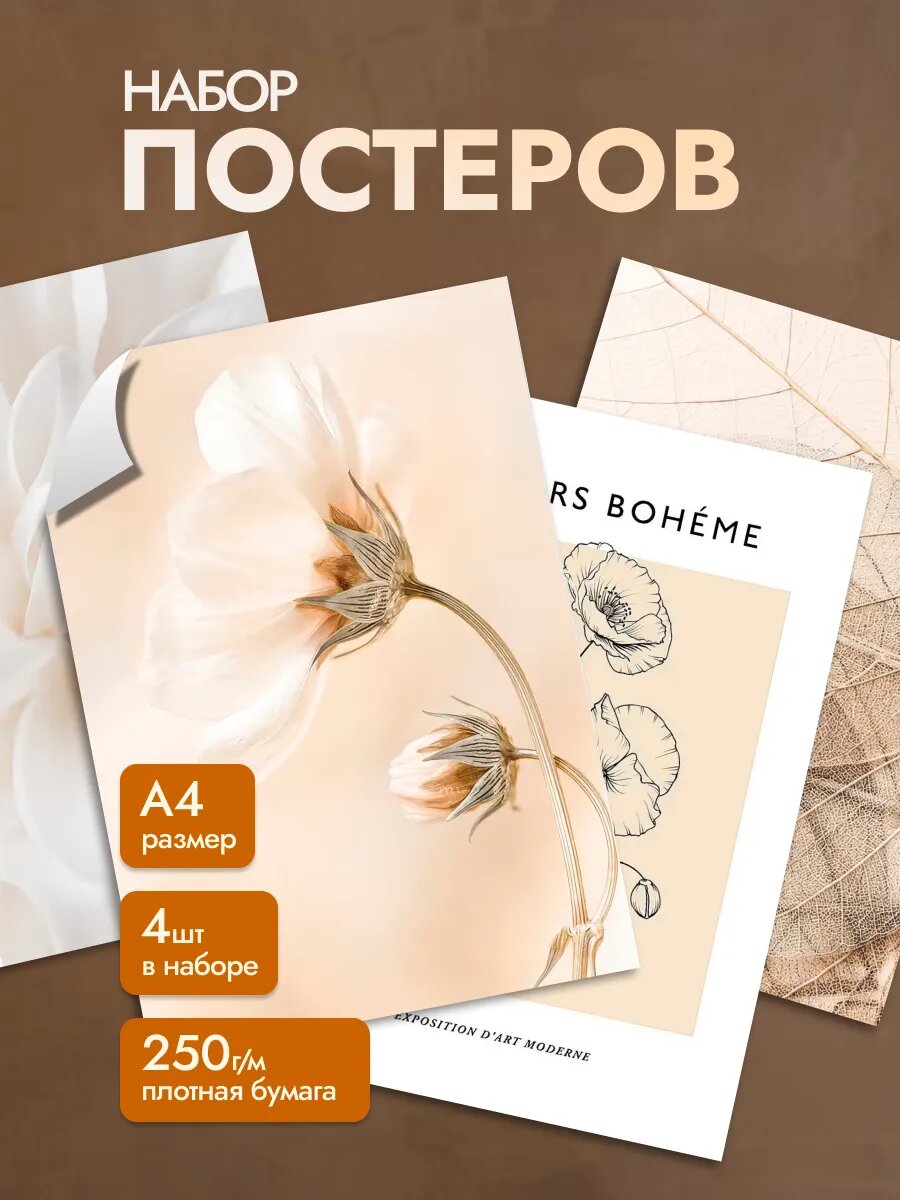 Интерьерные постеры А4 на стену