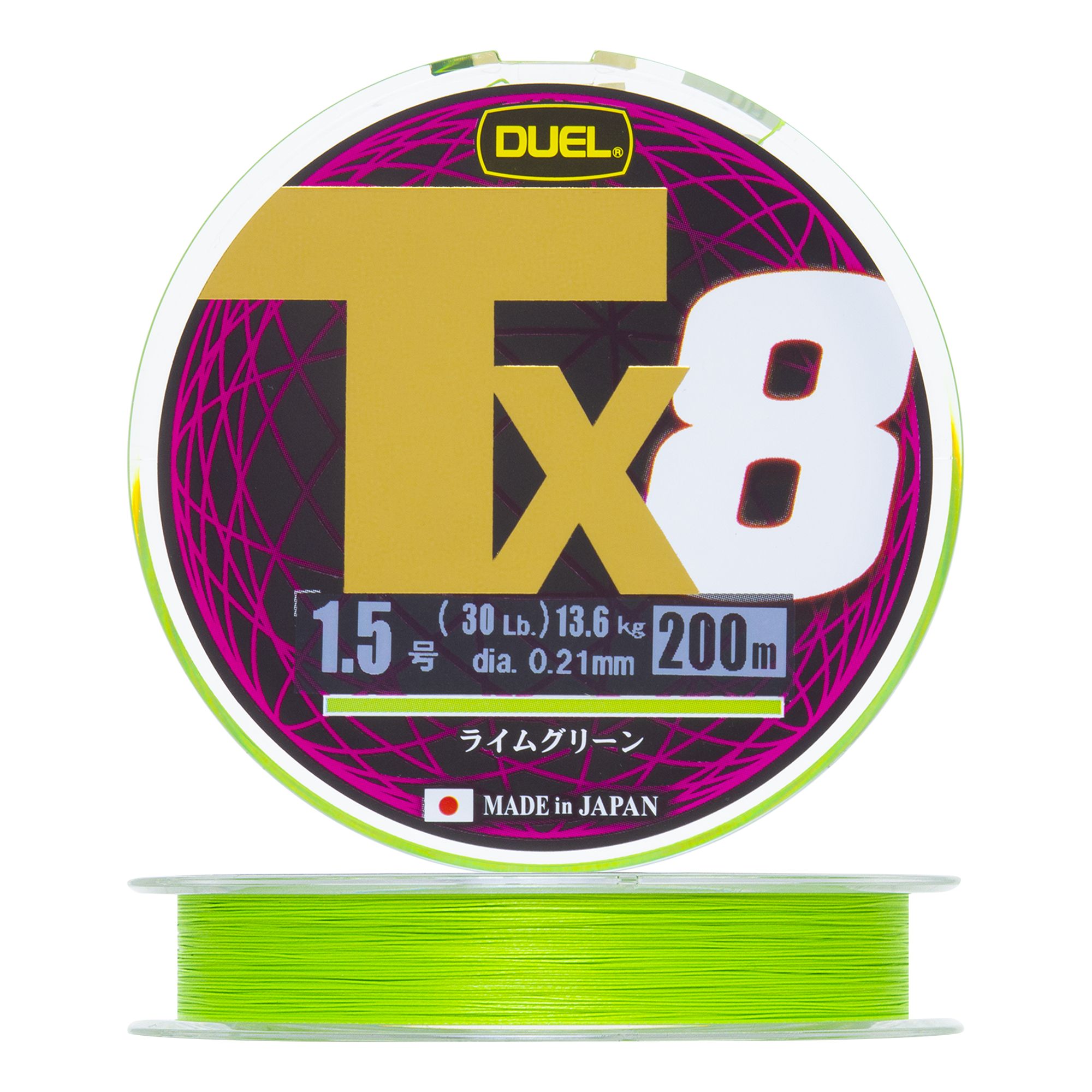 Шнур плетеный Duel PE Tx8 #1,5 0,21мм салатовый, салатовый