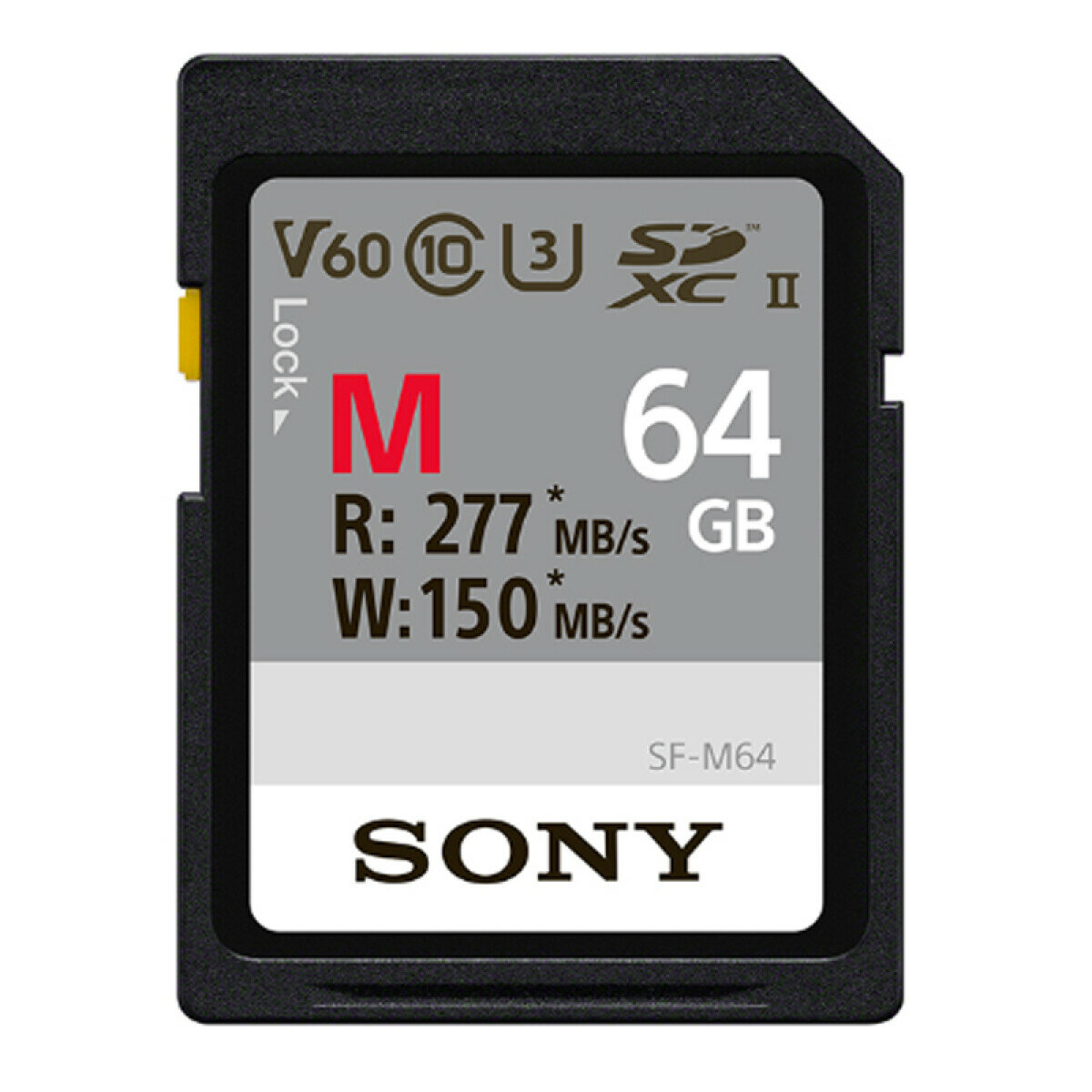 Карта памяти Sony 64GB SD SF-M64/T2 M Series, Camera And Camcorder, U3 C10 V60 UHS-II, Read Speed 277MB/s