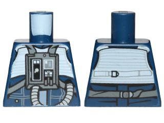 Torso SW Rebel U-wing / Y-wing Pilot with Sand Blue Vest and Dark Bluish Gray Front Panel with Hose Pattern, 973pb2497 Dark Blue U