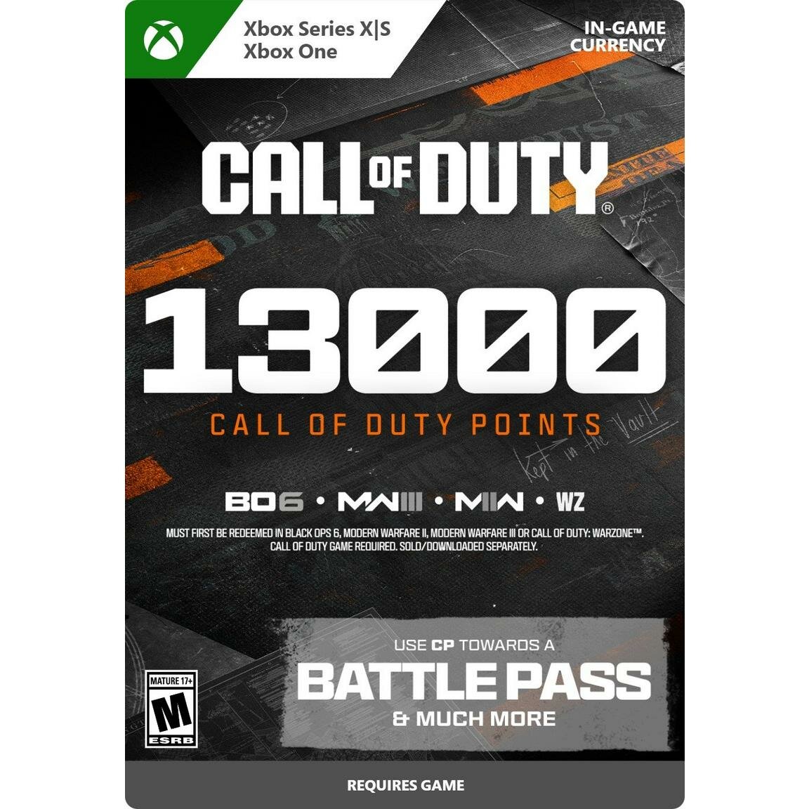 Игровая валюта Call of Duty Black Ops 6 и Warzone 13000 Points (цифровая версия) ( Xbox Series X|S и ПК) Россия без VPN