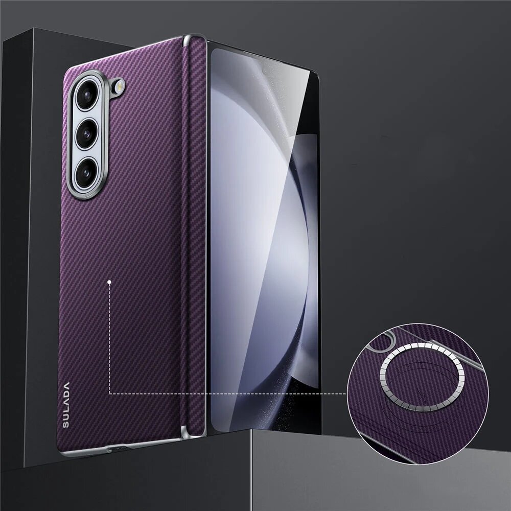 Чехол SULADA для Galaxy Z Fold 6, фиолетовый, кожа