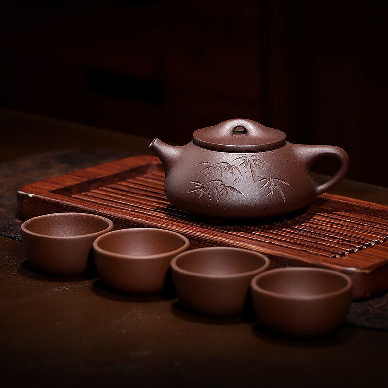Bai Nian Li Yong Yixing Zisha Teapot, Pure Handmade, Original Ore Purple Clay, Tian Dao Chou Qin Jing Zhou Stone Ladle Pot, Kung Fu Tea Set, Tea Brewing Pot