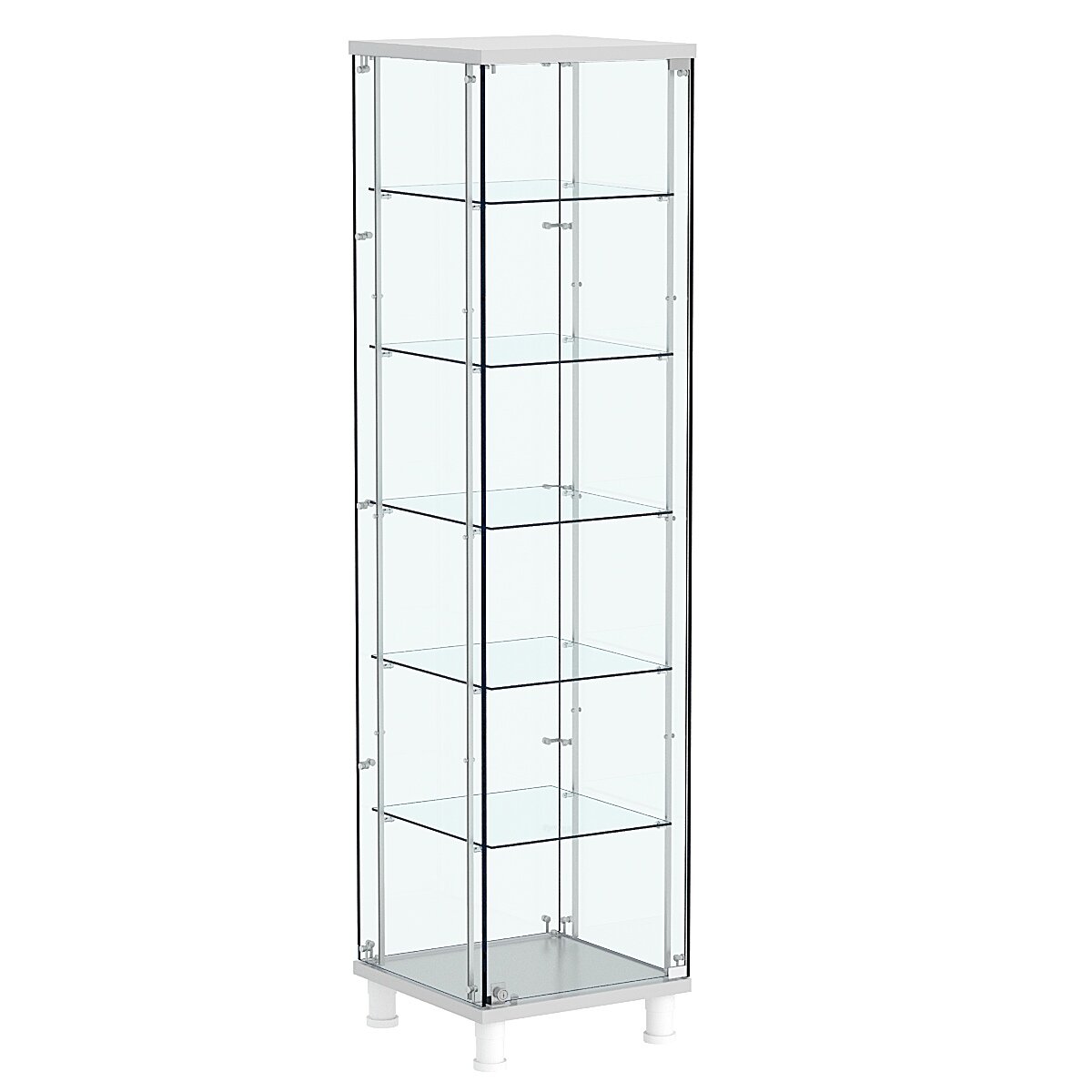 Витрина рондо с регулировочными полками №2-3-РЕГ на ножках (задняя стенка стекло), Серый