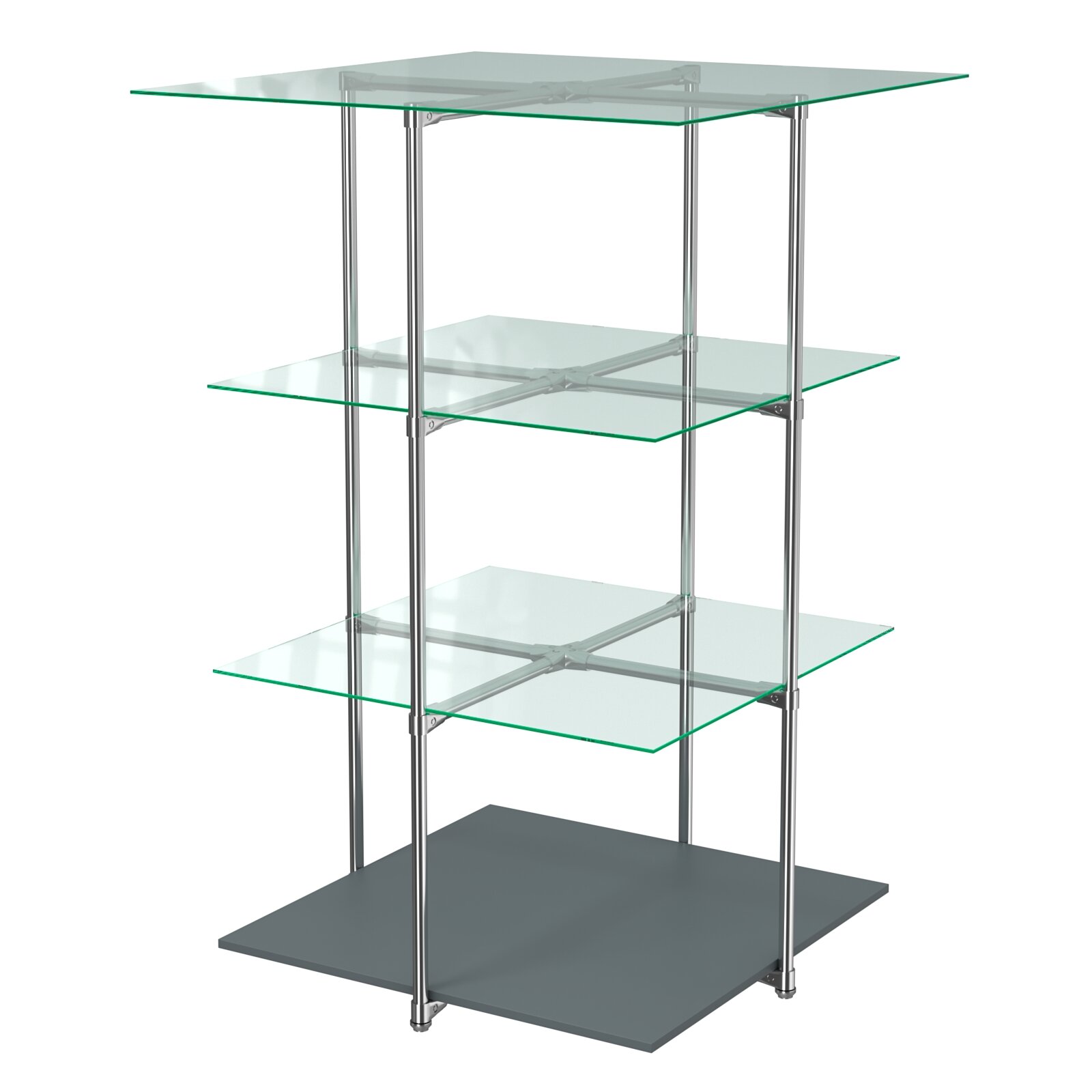 Торговый стенд Экспозиция с полками №1 (с тремя стеклянными полками 6 мм), Темно-Серый