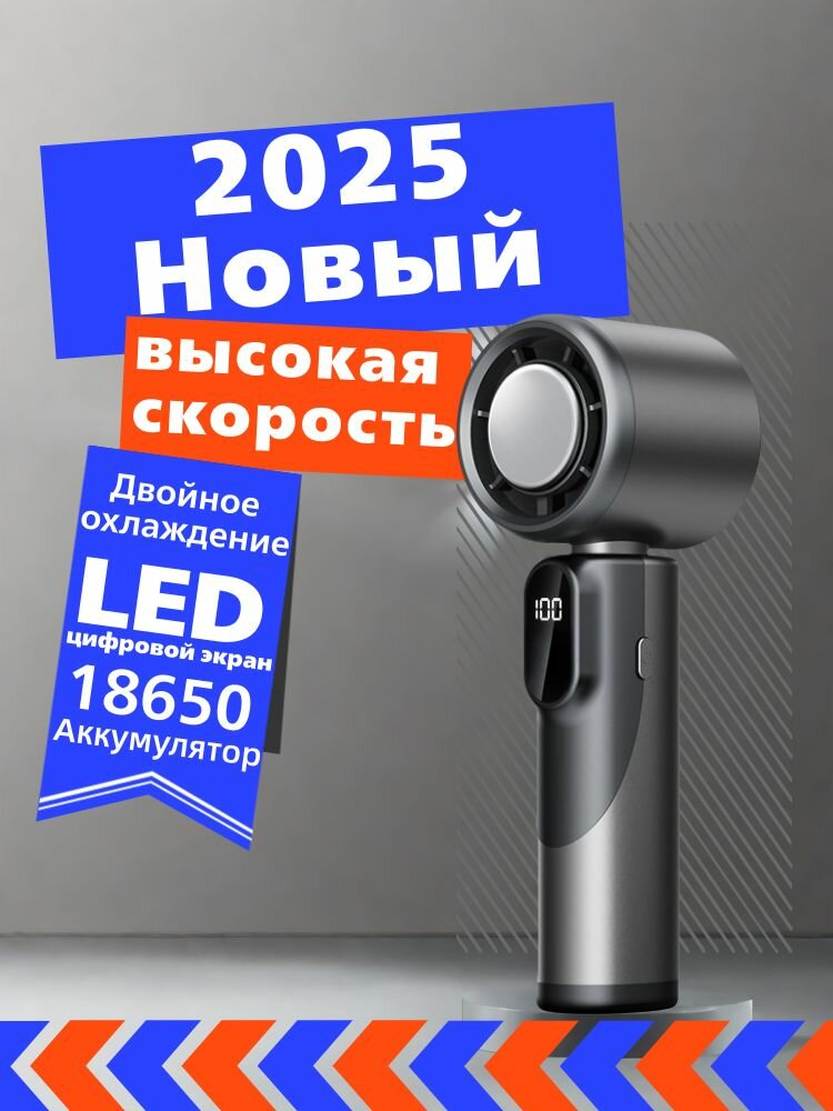 Портативный мини-вентилятор с охлаждением 16 C Турбина 10м/с + ЛЕД-холод Полупроводниковый TEC-чип, 48ч работы, зарядка Type-C (195г) Для дома/офиса/путешествий