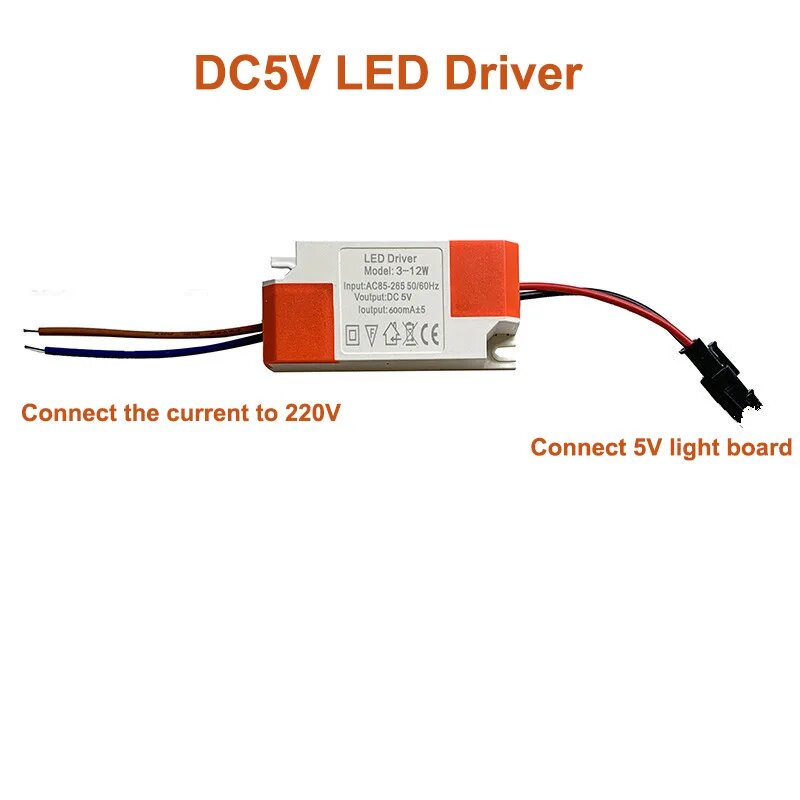 DC 5V LED Driver, белый свет, 10/12Вт