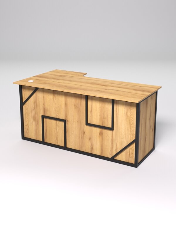 Стол эргономичный офисный СЭ-18А (правосторонний) "стронг" в стиле лофт декор №4, Дуб Золотистый