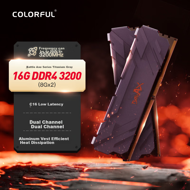 16 ГБ DDR4 3200 МГц Двухканальная ОЗУ для настольного ПК Титановый серый радиатор Частота памяти：[3200] Zhanshuo ·