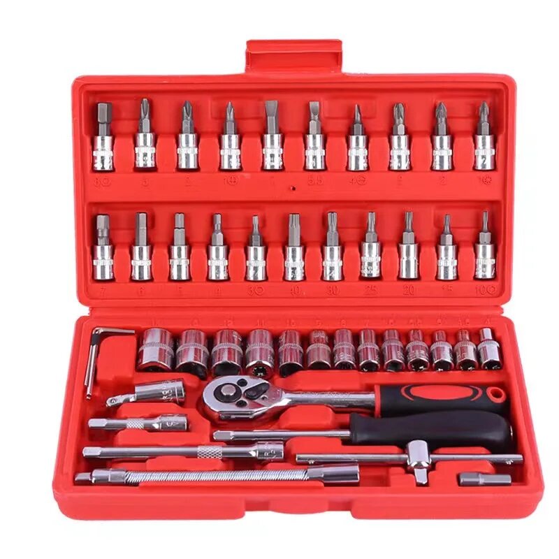 Набор торцевых ключей Torx 1/4 дюйма, 46 шт, из углеродистой стали Red