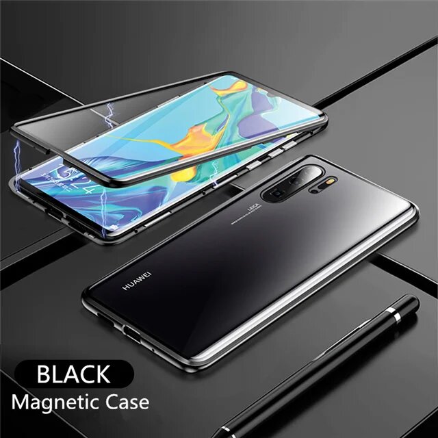 Магнитный металлический чехол 360° для Huawei P30 P20 Pro Lite Mate 20 Pro 20X, чехол с двойным стеклом для Honor 10 8X Max 9x Nova 3 3i 3E 4 4E