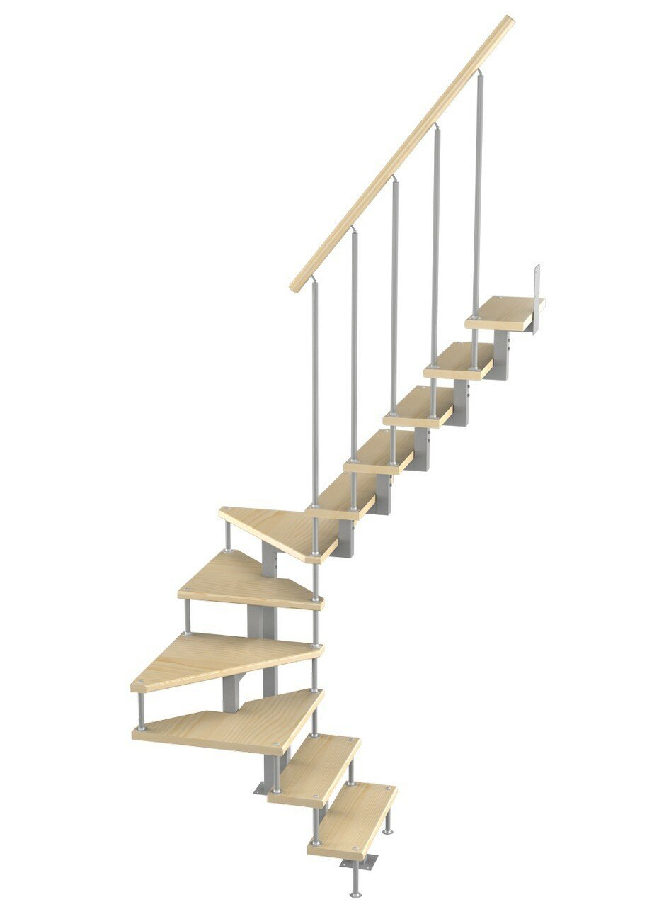 Модульная малогабаритная лестница Эксклюзив 2475-2700, Серый, Сосна, Крашеная