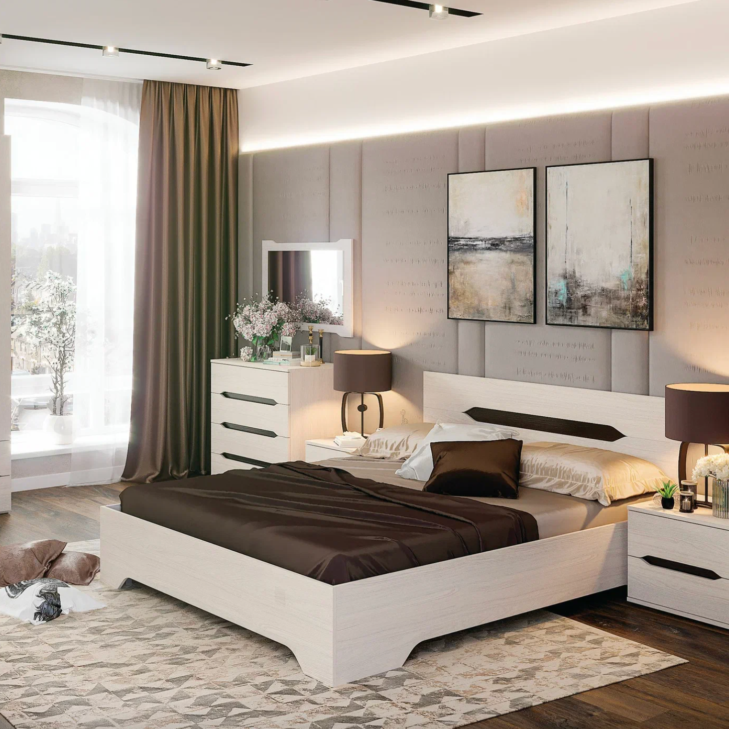 Кровать "Валенсия" КР 014 (1,64х0,85х2,06) без ортопед. осн, дуб анкор