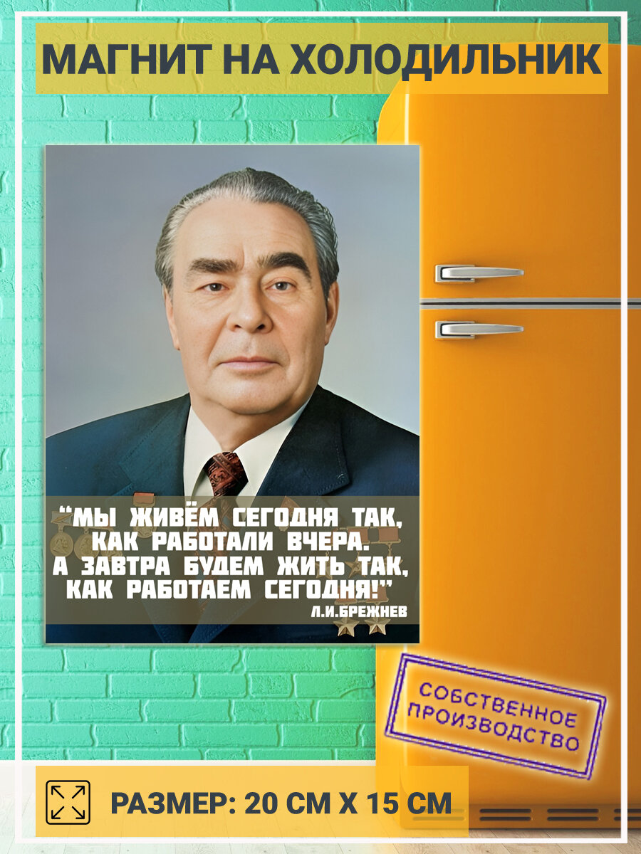 Магнит подарок Цитата Брежнева Л. И. (20 см х 15 см) СССР №10