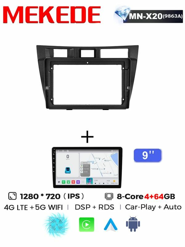 Магнитола 9" Mekede MN X20 Pro 4/64 Gb Toyota Mark 9 X110 2000-2007 F1 carplay